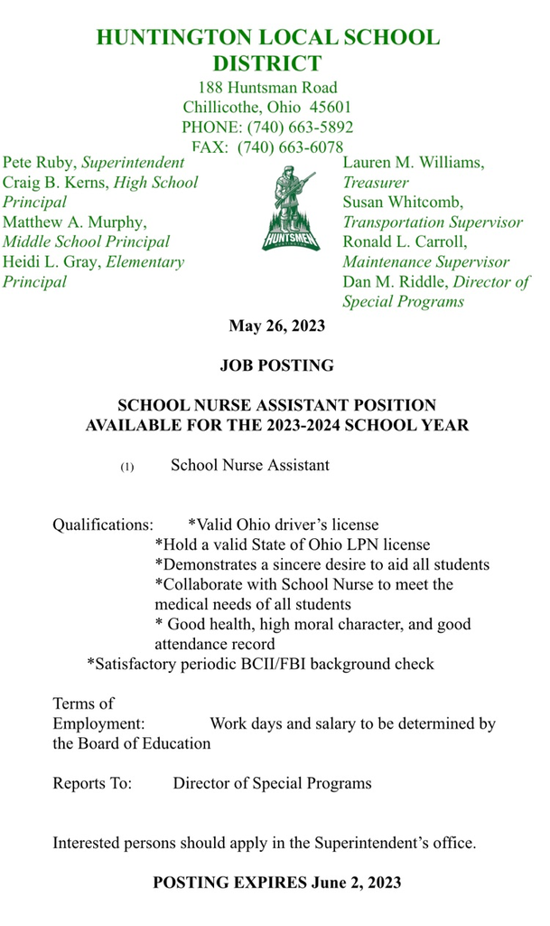 Live Feed | Huntington Local School District